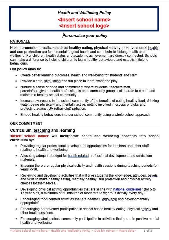 Health and wellbeing policy: laying the foundations of healthy futures ...